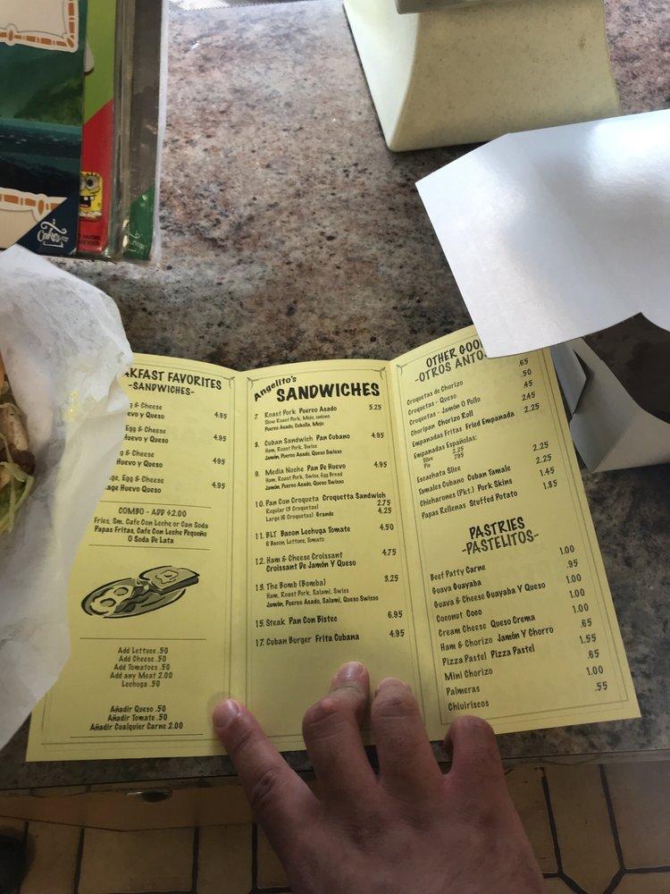 Menu at Angelitos @ La Caridad Bakery, Tampa