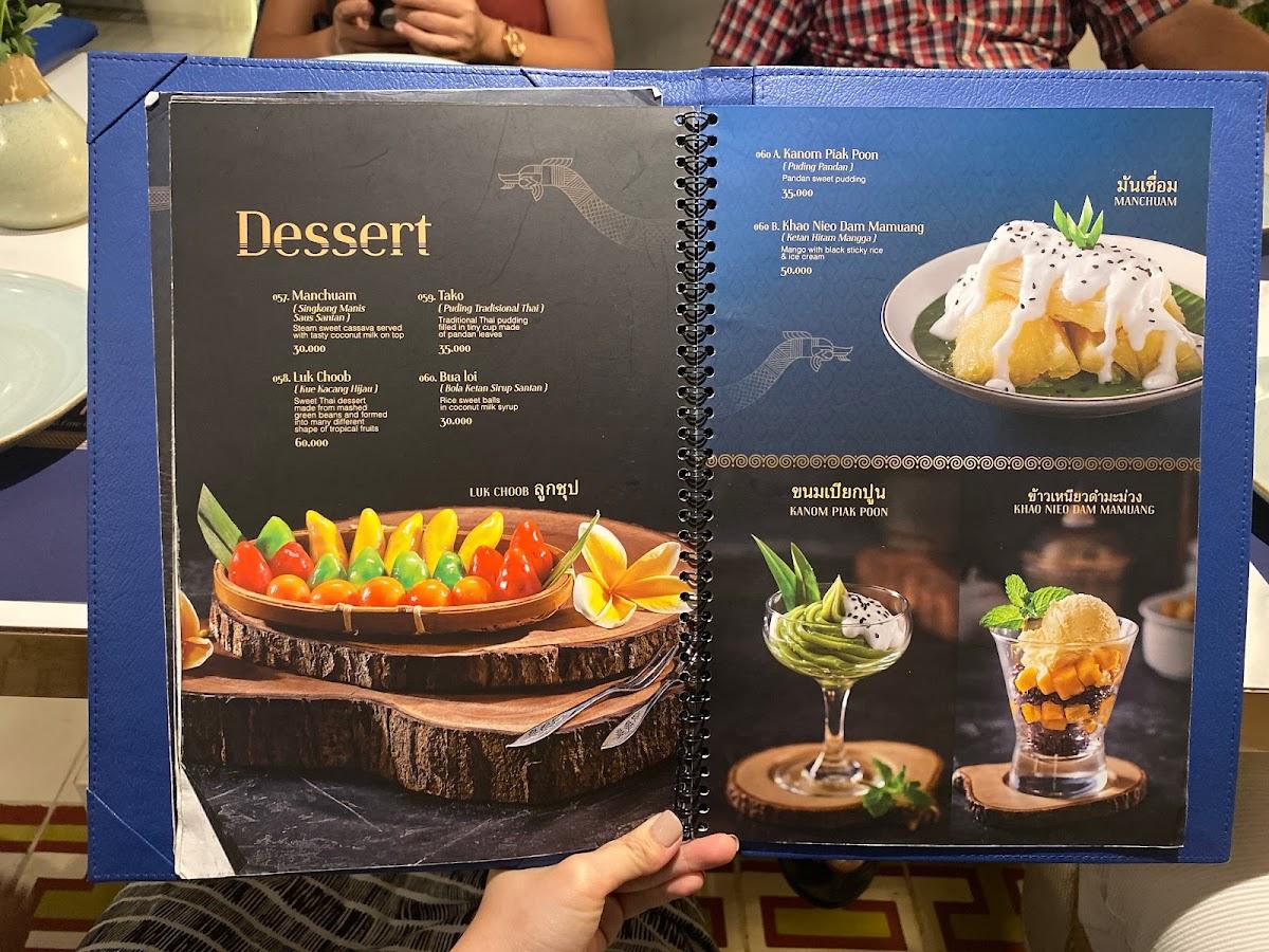 Menu at Chao Phraya Thai Fine Cuisine restaurant, Surabaya