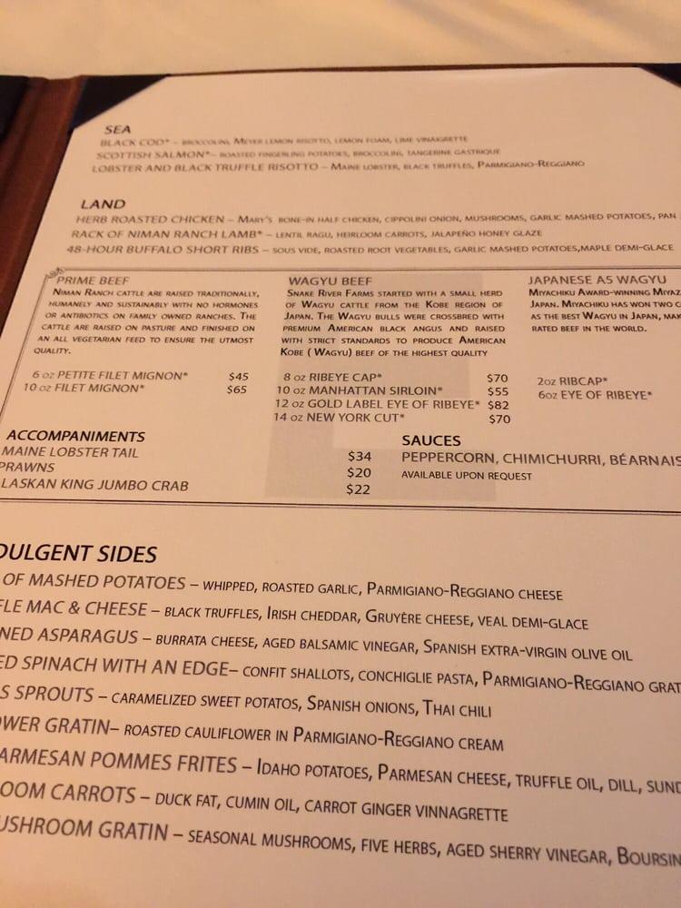 Menu at Edge Steakhouse, Las Vegas