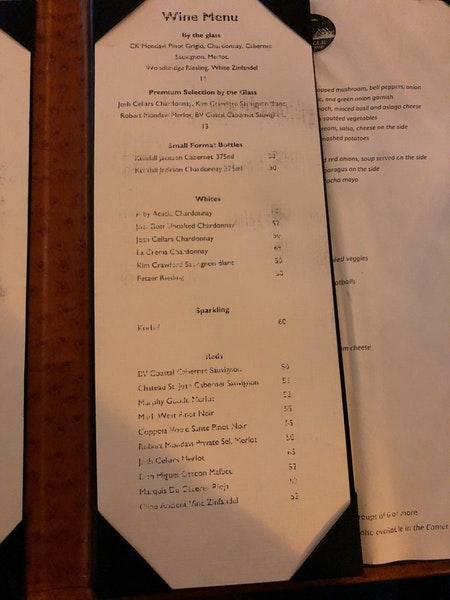 Menu at Grille At The Reserve restaurant, Philadelphia
