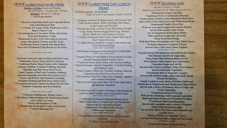 Menu at The Blue House restaurant, Haswell