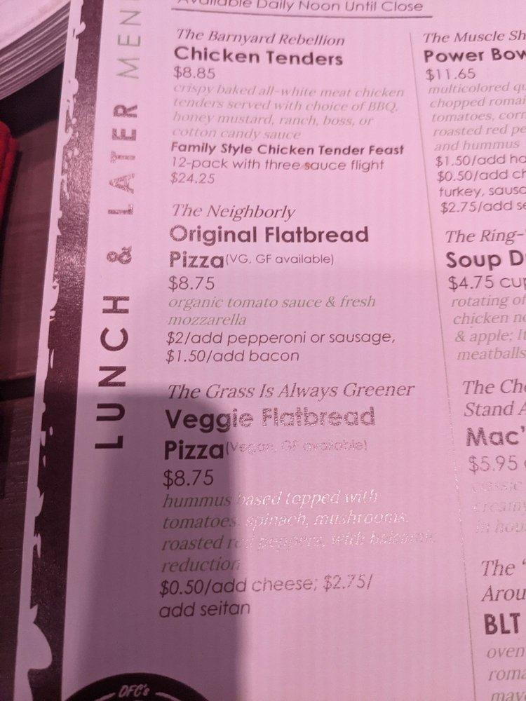 Menu at The Old Farm Cafe, Rochester