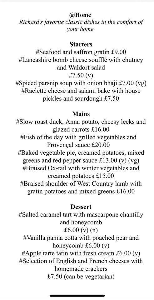 Menu at Augustus Restaurant, Taunton