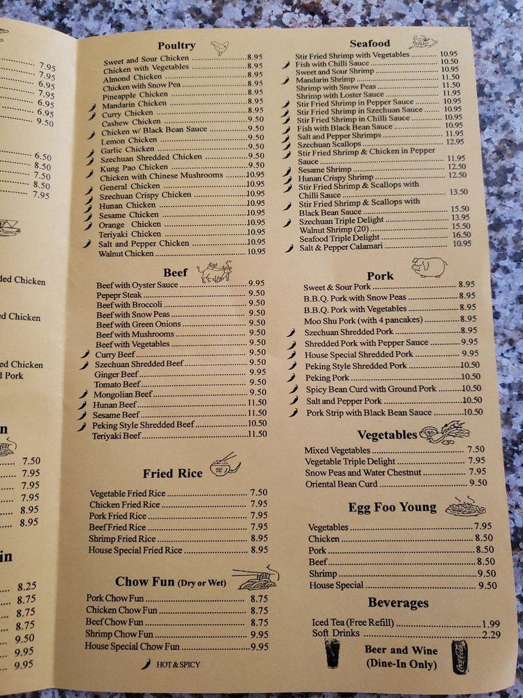 Menu at Eastside Chef restaurant, West Sacramento