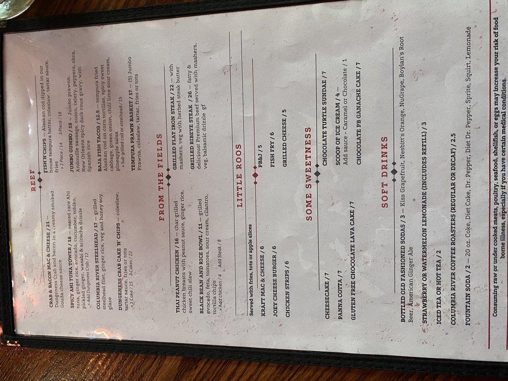 Menu at Lost Roo pub & bar, Long Beach