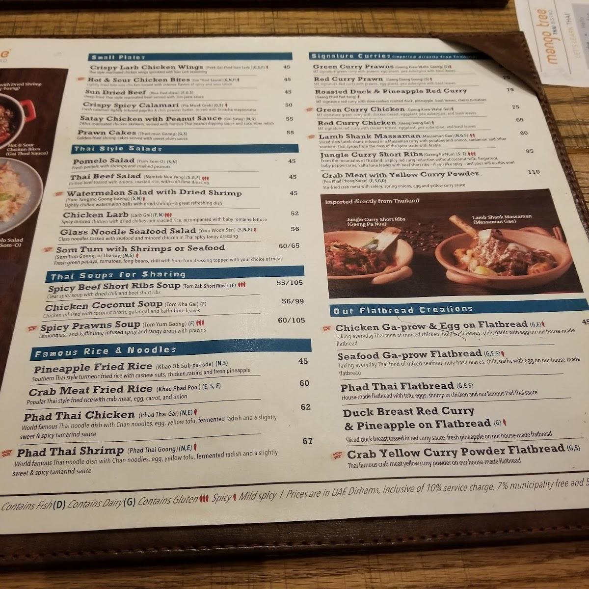 Menu at Mango Tree Thai Bistro restaurant, Dubai