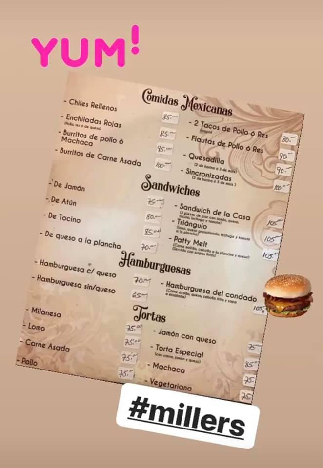 Menu at Miller´S Café, Tijuana