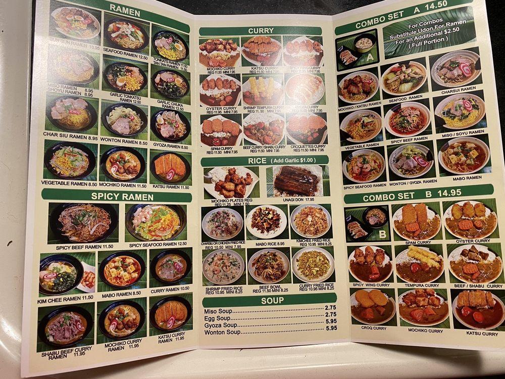 Menu at Sun Sun Ramen and Curry restaurant, Honolulu