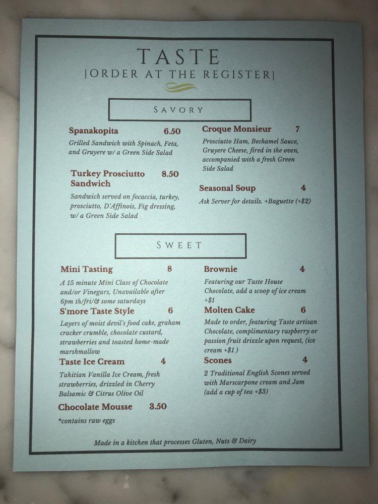 Menu at Taste 117 cafe, Provo