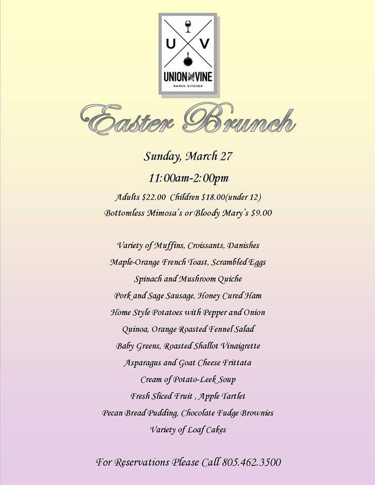 Menu at Union & Vine pub & bar, Atascadero