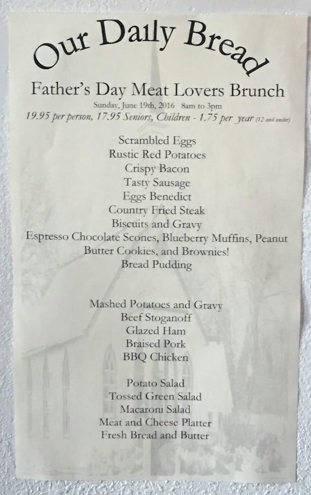Menu at Our Daily Bread Restaurant, Veneta