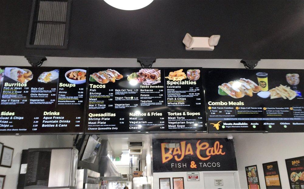 Menu at Baja Cali Fish & Tacos (Highland Park) pub & bar, Los Angeles