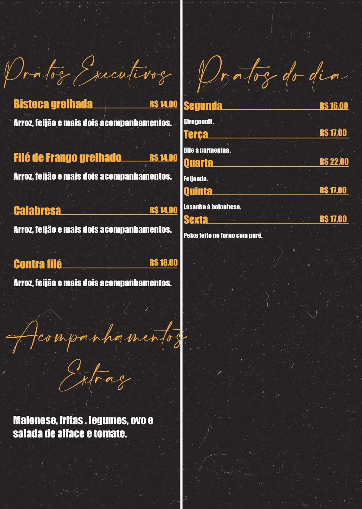Menu at Salambô burger restaurant, São Paulo
