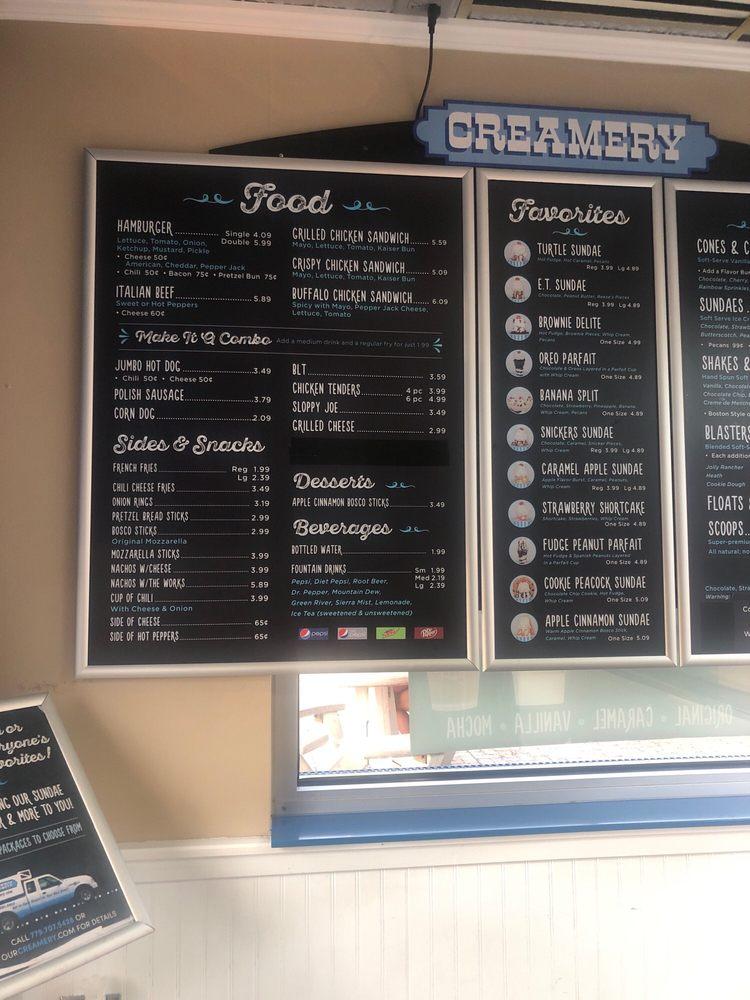Menu at Creamery fast food, Homer Glen, S Bell Rd