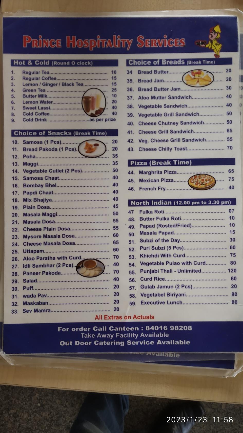 Menu at Happiness Cafe, Ahmedabad