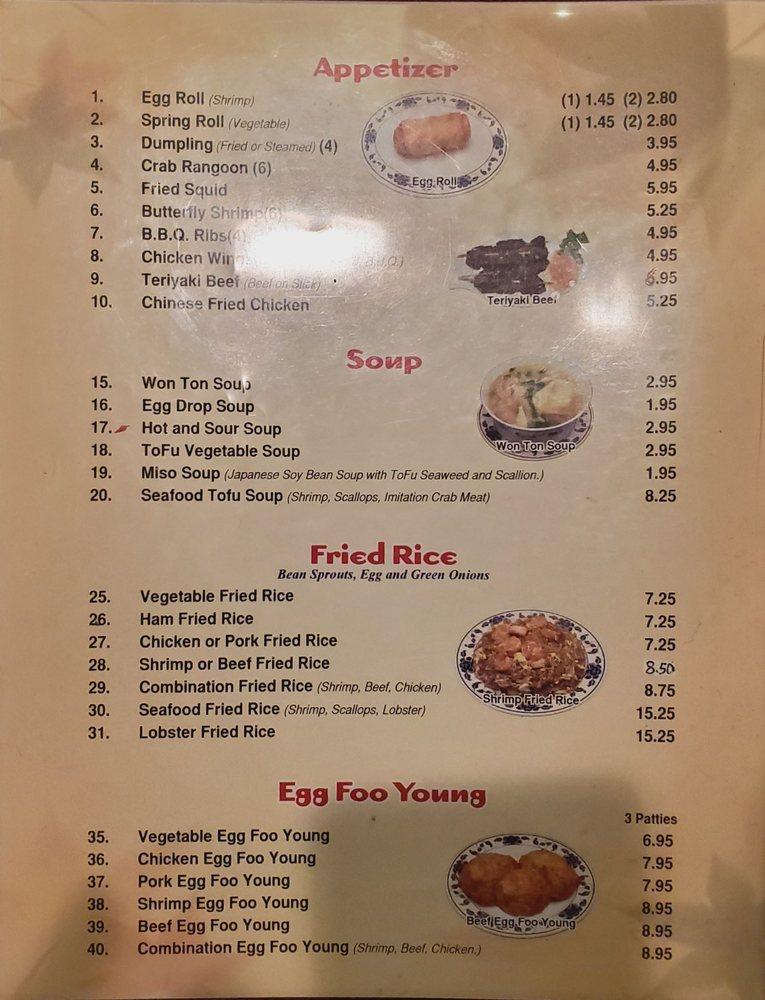 Menu at Lucky Liu's restaurant, Milwaukee