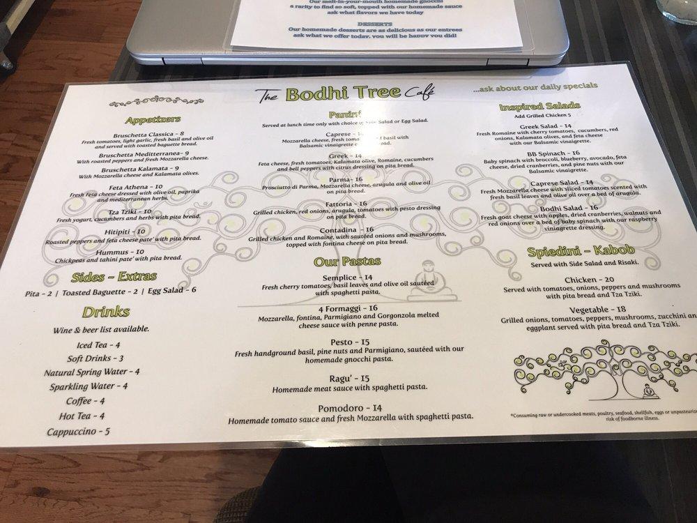 Menu at The Bodhi Tree Café restaurant, Sarasota