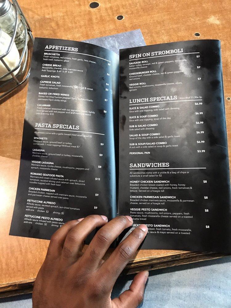 Menu at The Spinning Pie pizzeria, Atlanta