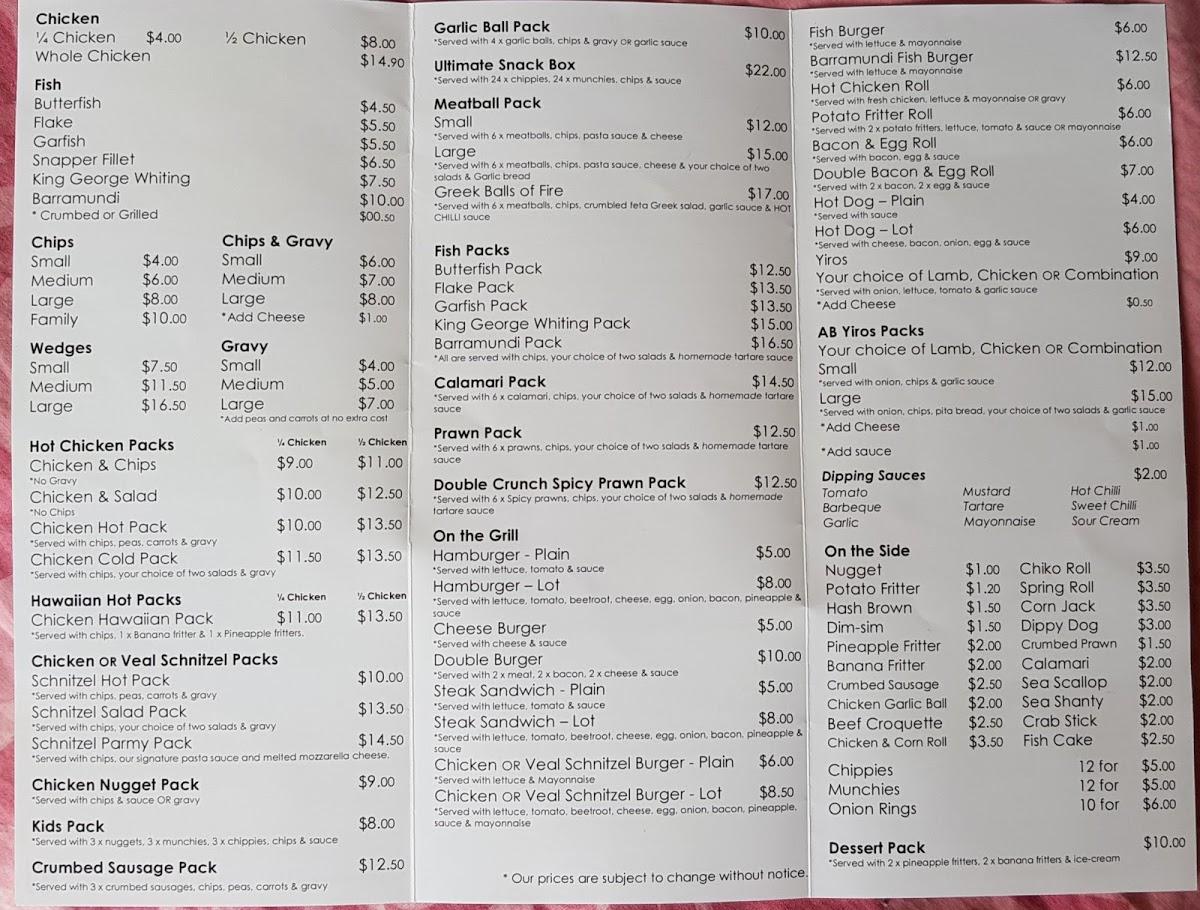 Menu at Andrews Farm Takeaway fast food, Andrews Farm