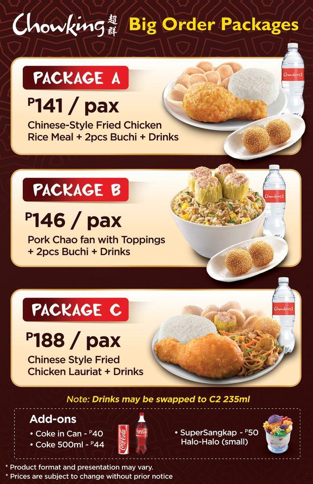 Carta de comida rápida Chowking, Manila