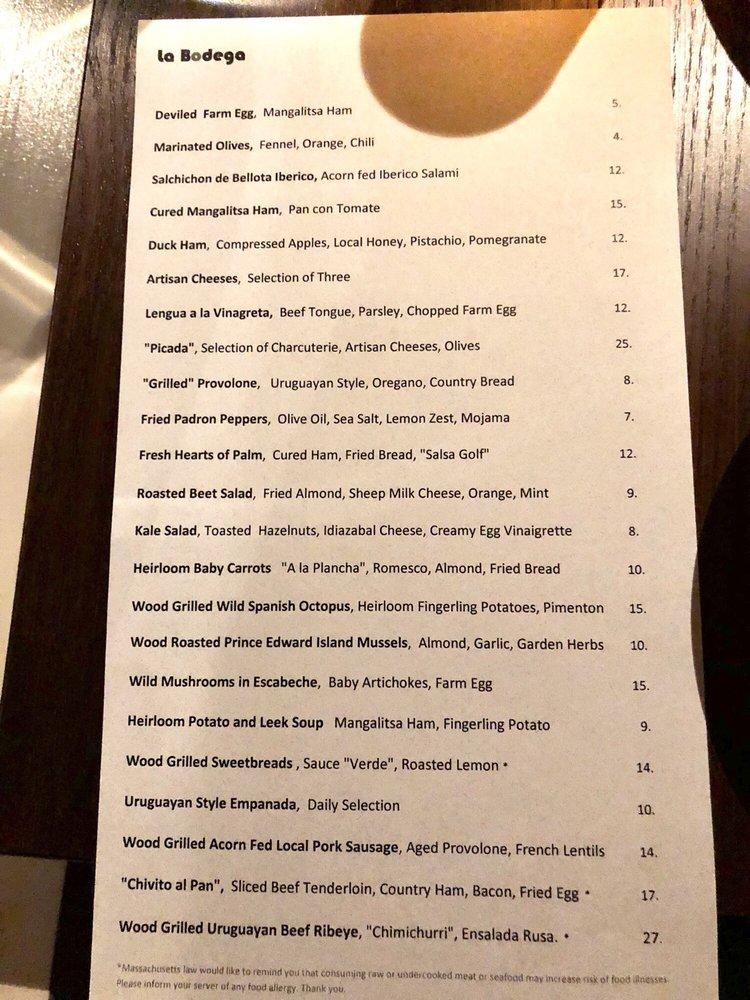 Menu at La Bodega pub & bar, Watertown
