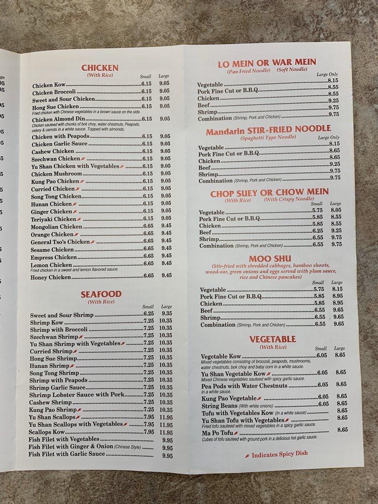 Menu at Ma's Oriental Express restaurant, Elk Grove Village
