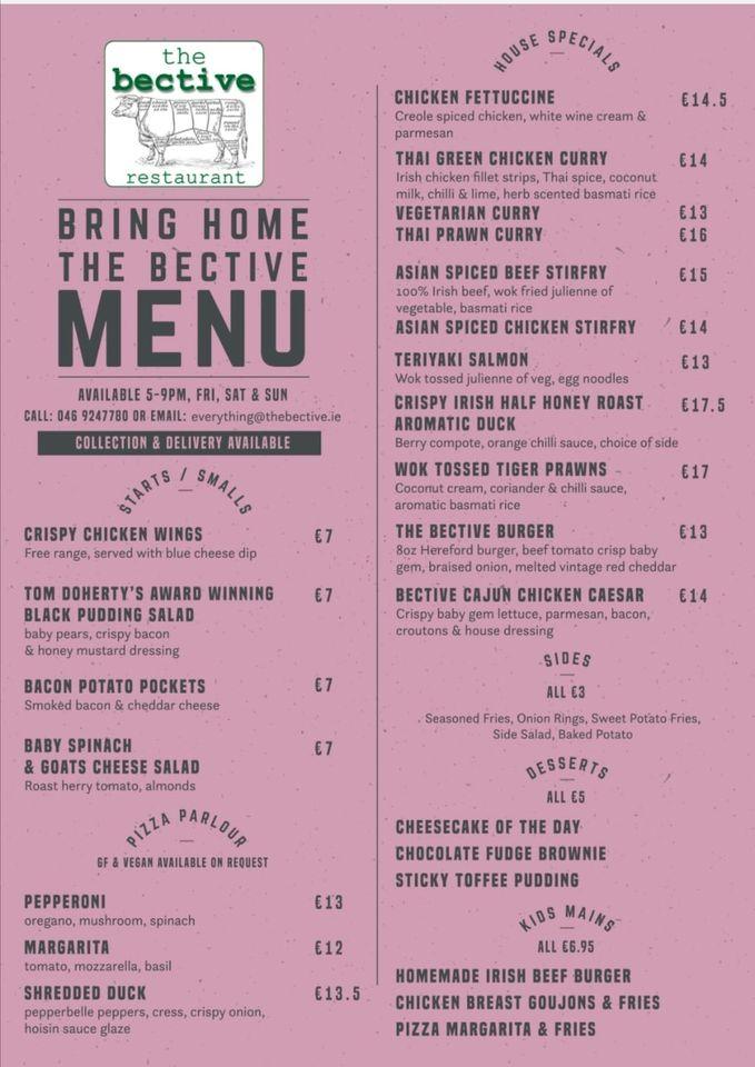 Menu at The Bective Kells restaurant, Kells