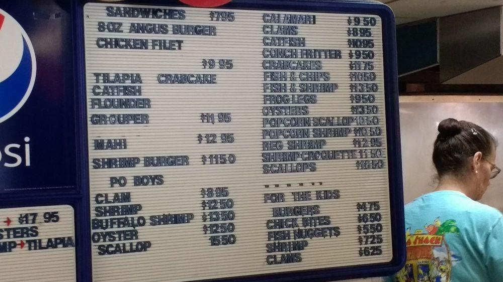 Menu at The Sea Shack restaurant, Hilton Head Island
