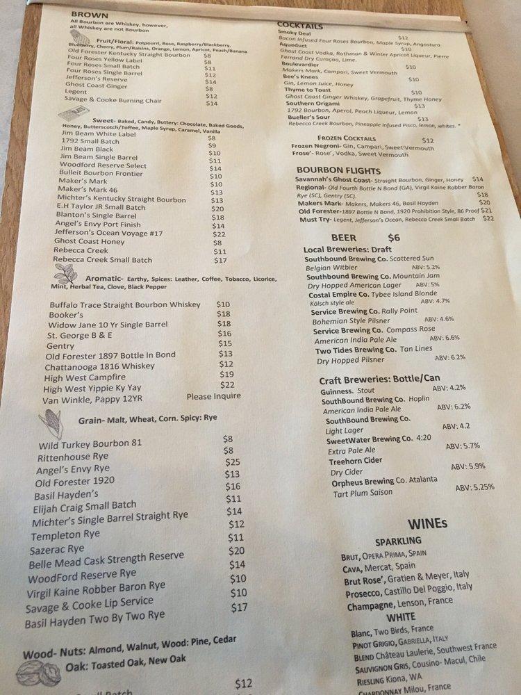 Menu at Toasted Barrel Savannah, Savannah
