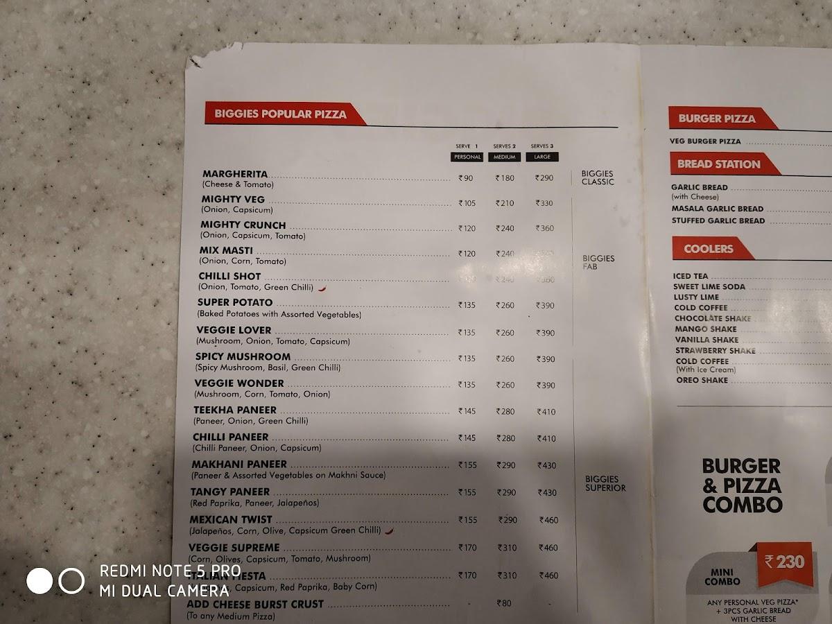Menu at Biggies Pizza, Meerut, Western Kutchery Rd