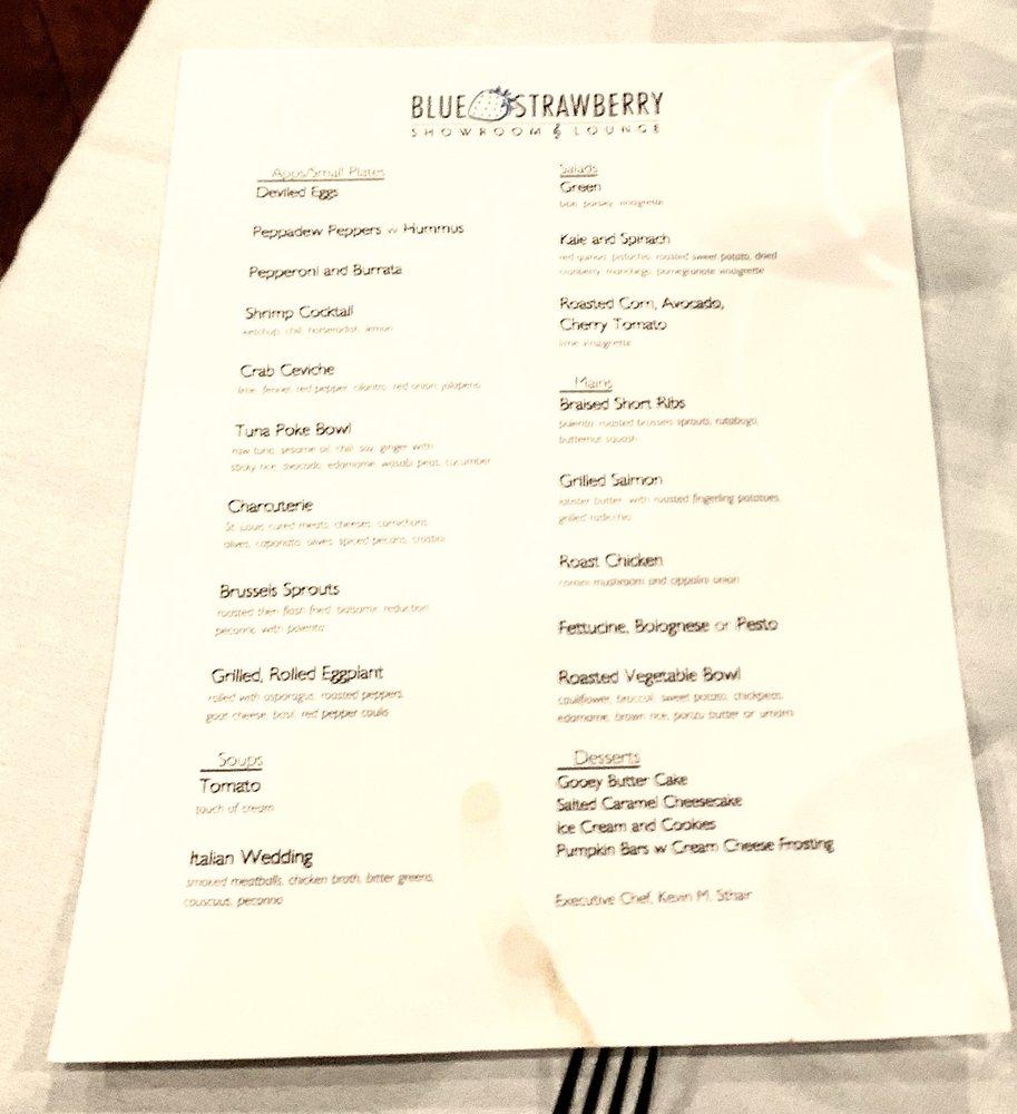 Menu at Blue Strawberry restaurant, St. Louis