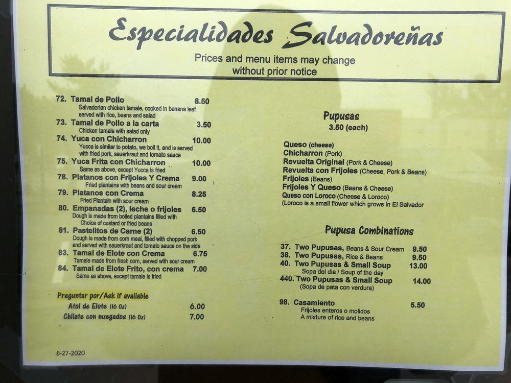 Menu at El Zocalo Restaurant, South San Francisco