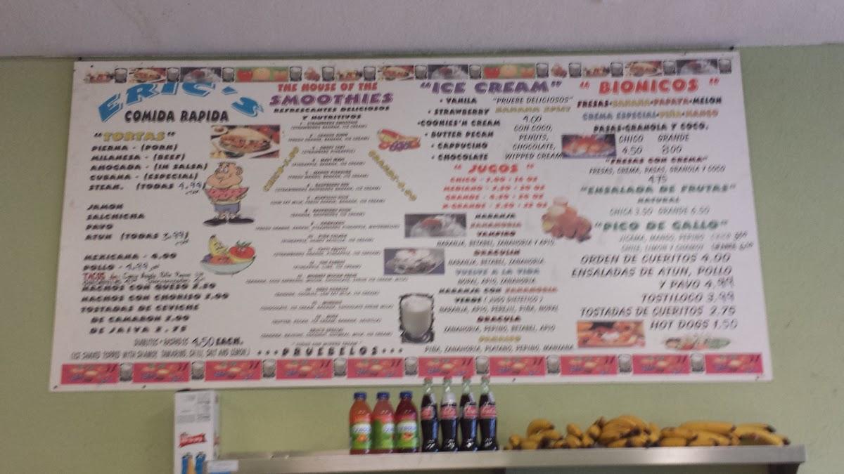 Menu at Eric's Restaurant, Lynwood
