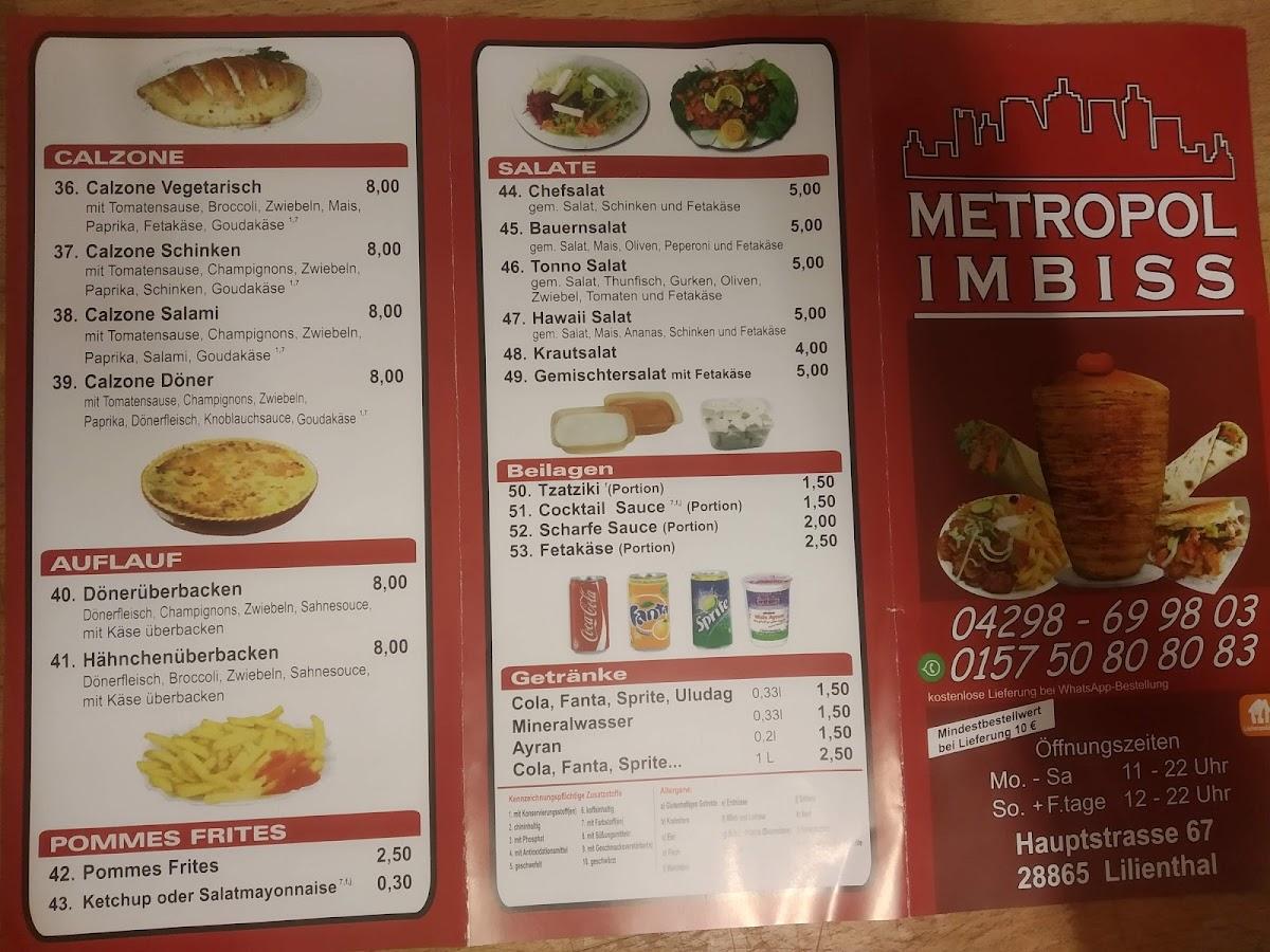 Carta del restaurante Metropol Imbiss, Lilienthal