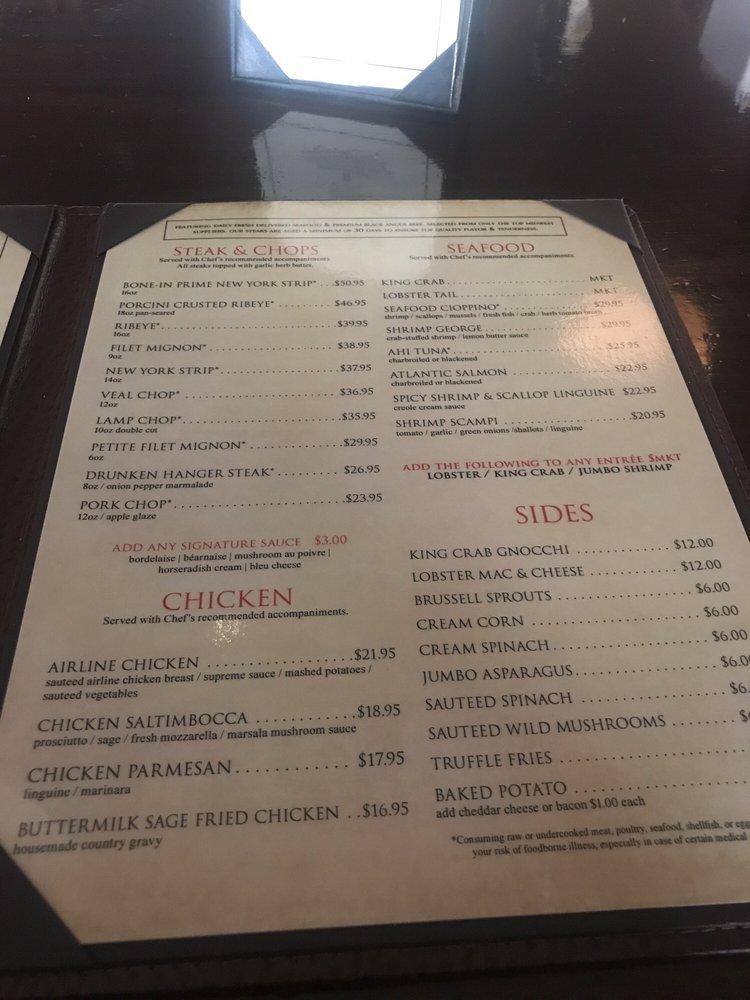 Menu at Triple George Grill steakhouse, Las Vegas