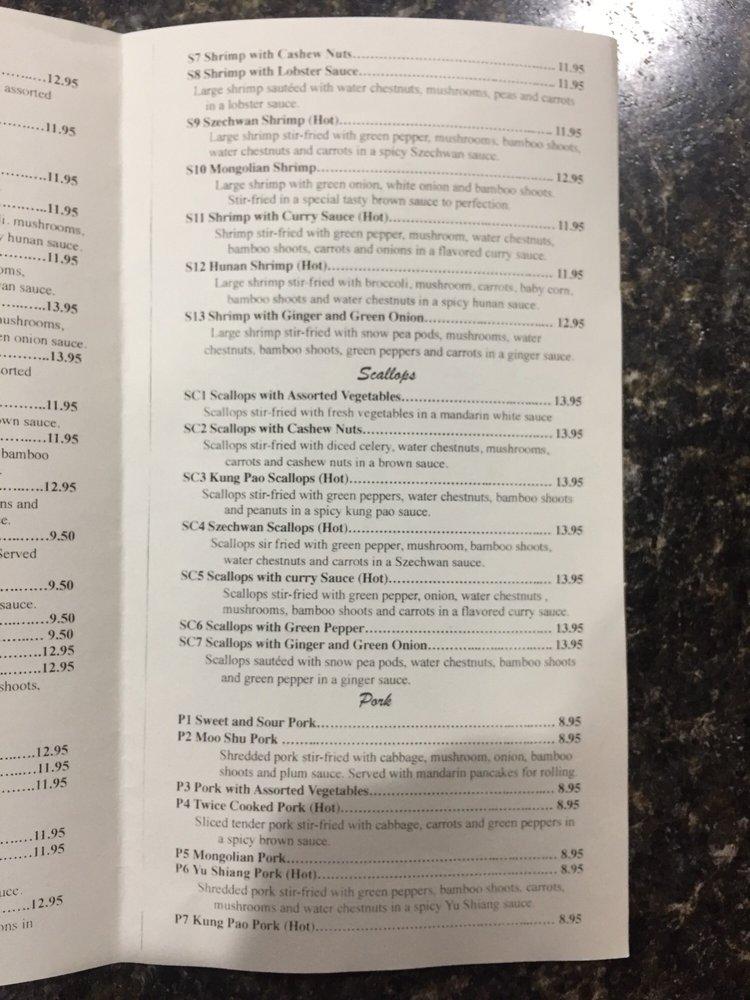 Menu at Fortune Express restaurant, Cincinnati