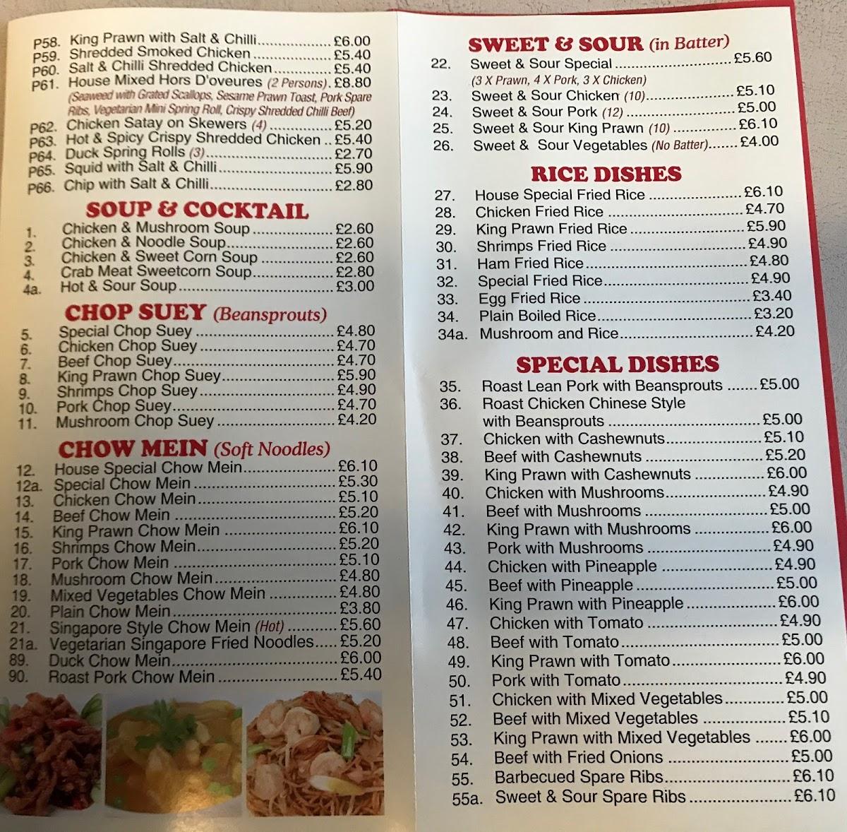 Menu at Golden Dragon fast food, Uckfield