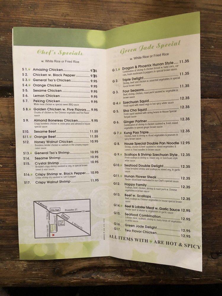 Menu at Green Jade restaurant, Saint Marys