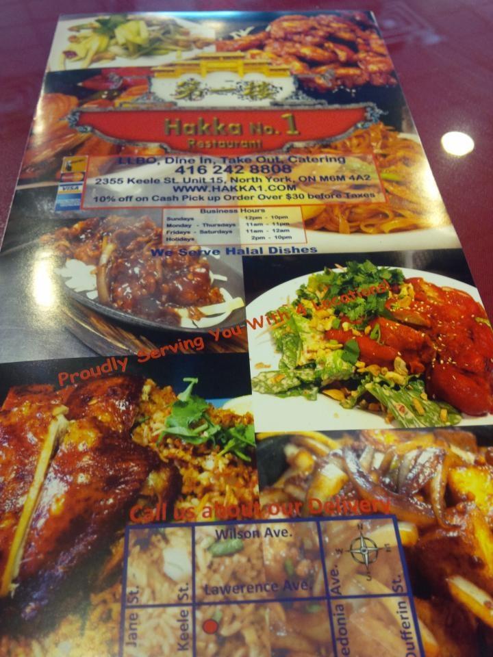 Menu at Hakka No. 1 Cuisine restaurant, Toronto, Keele St