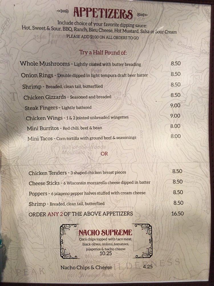 Menu at Muzzle Loader Cafe, Billings