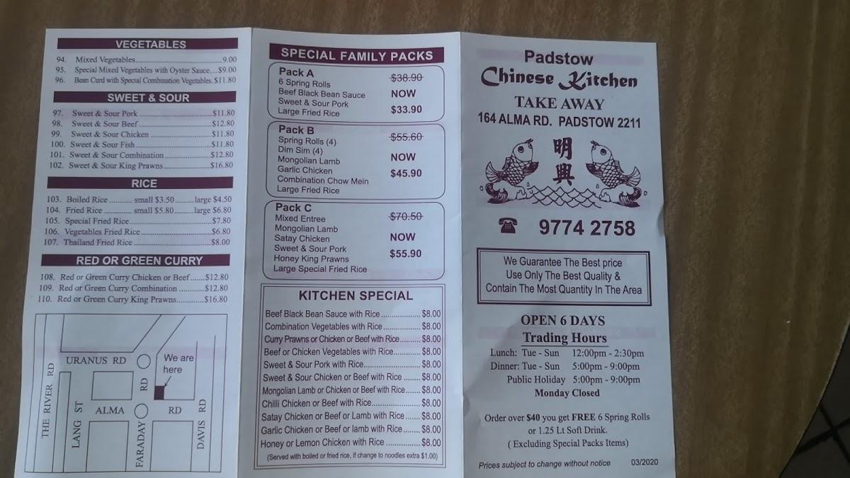 Menu at Padstow Chinese Kitchen fast food, Padstow