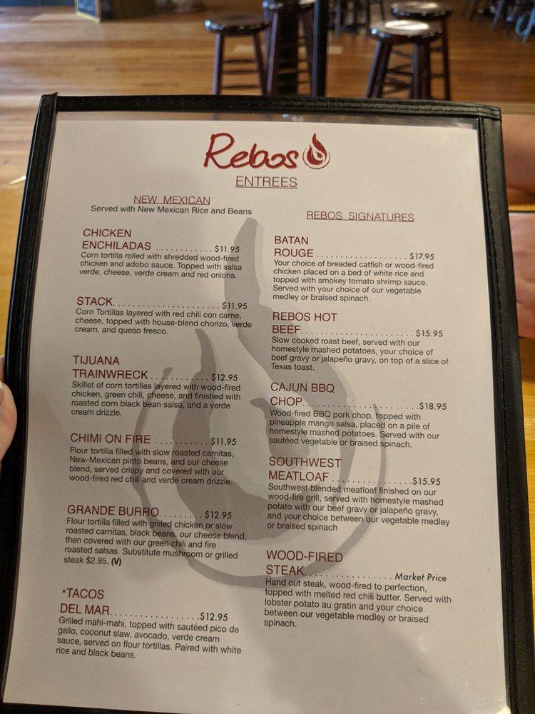 Menu at Rebos pub & bar, Sioux City