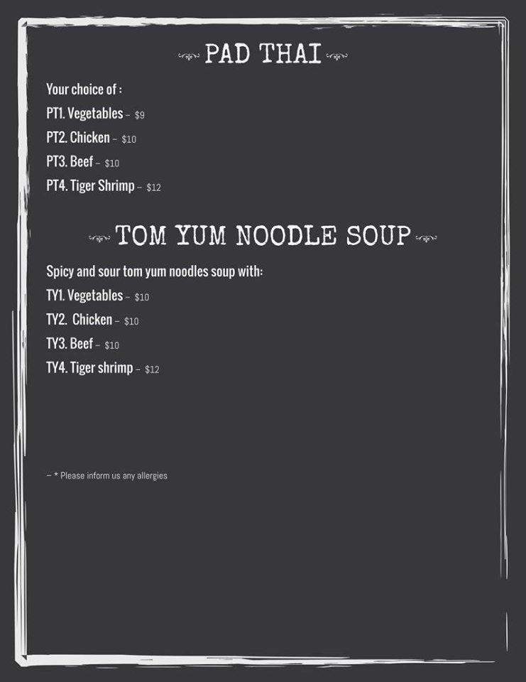 Menu at Waiting Phở U restaurant, Barrie