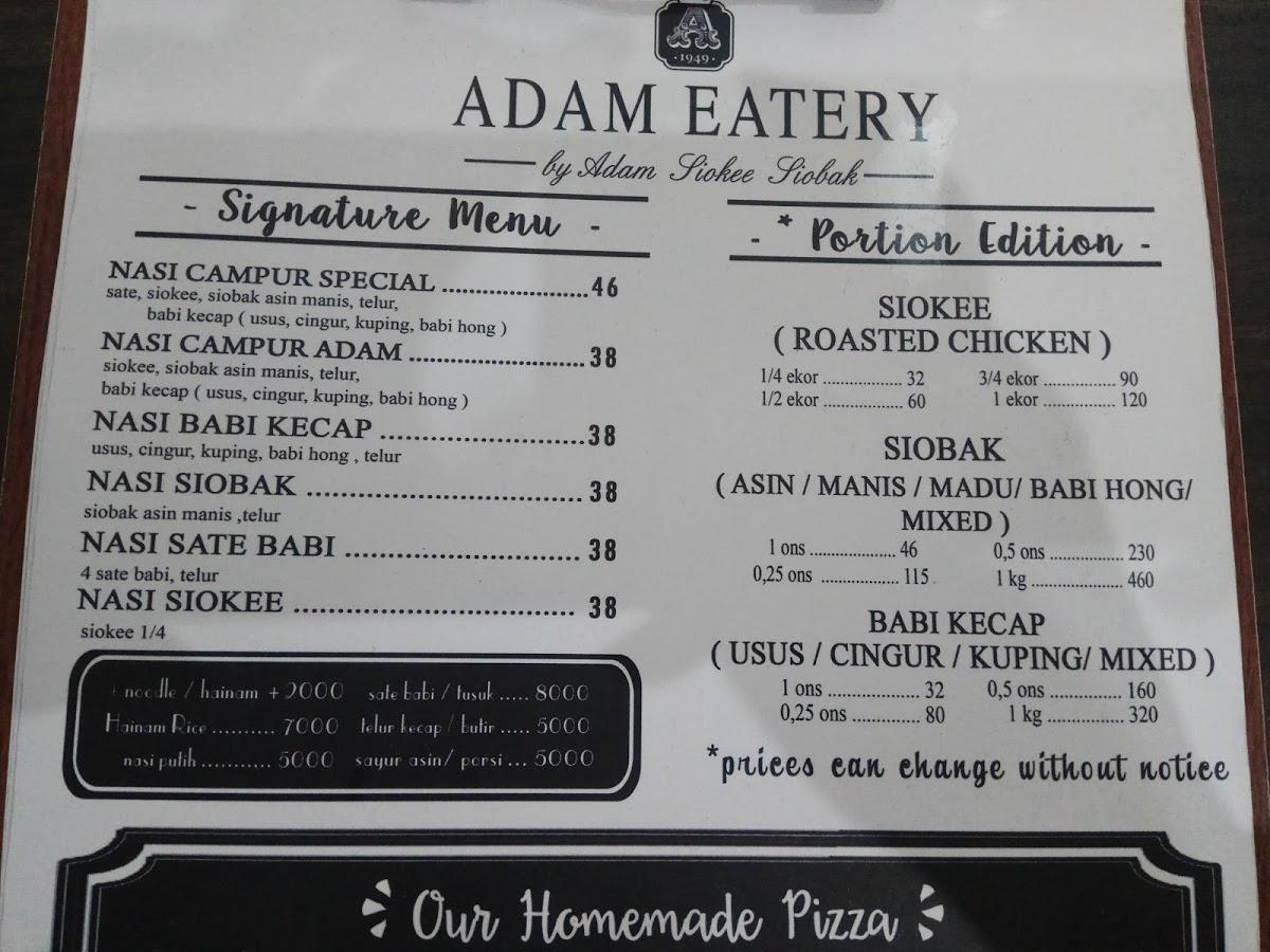 Menu at Adam Eatery (Adam Sioke Siobak) restaurant, Surabaya