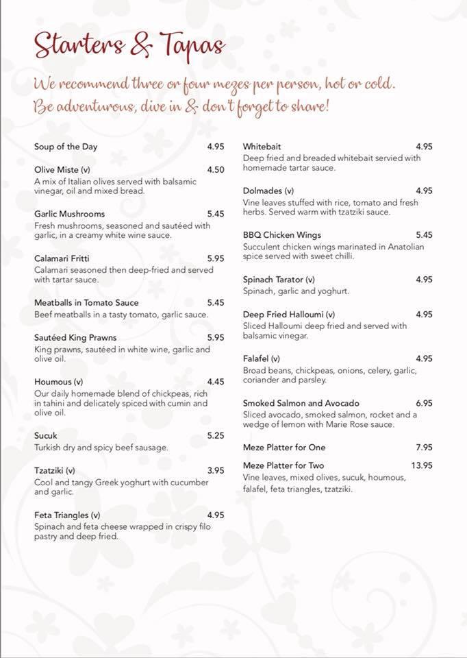 Menu at Deli Felice Turkish Cuisine restaurant, Stalybridge