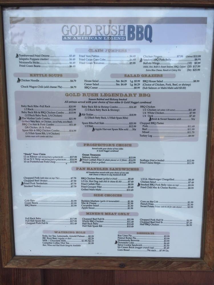Menu at Gold Rush BBQ, Venice, 661 S Tamiami Trail