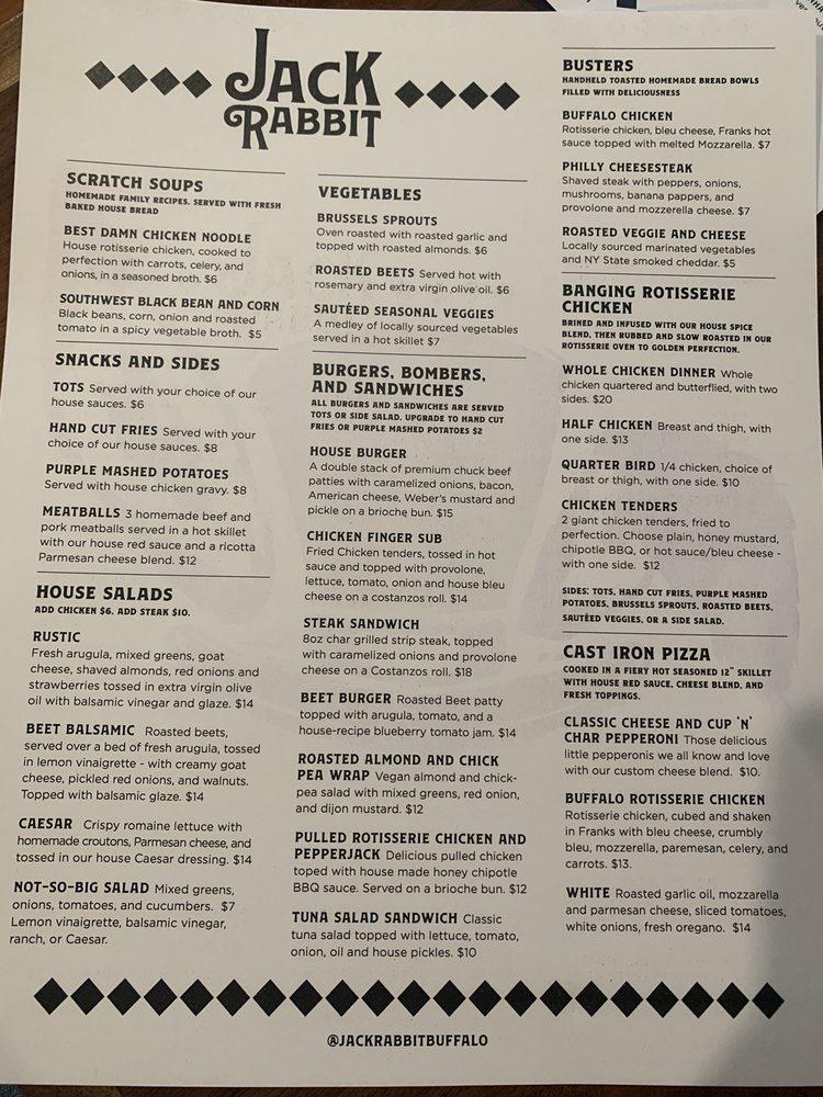 Menu at Jack Rabbit pub & bar, Buffalo, Elmwood Ave