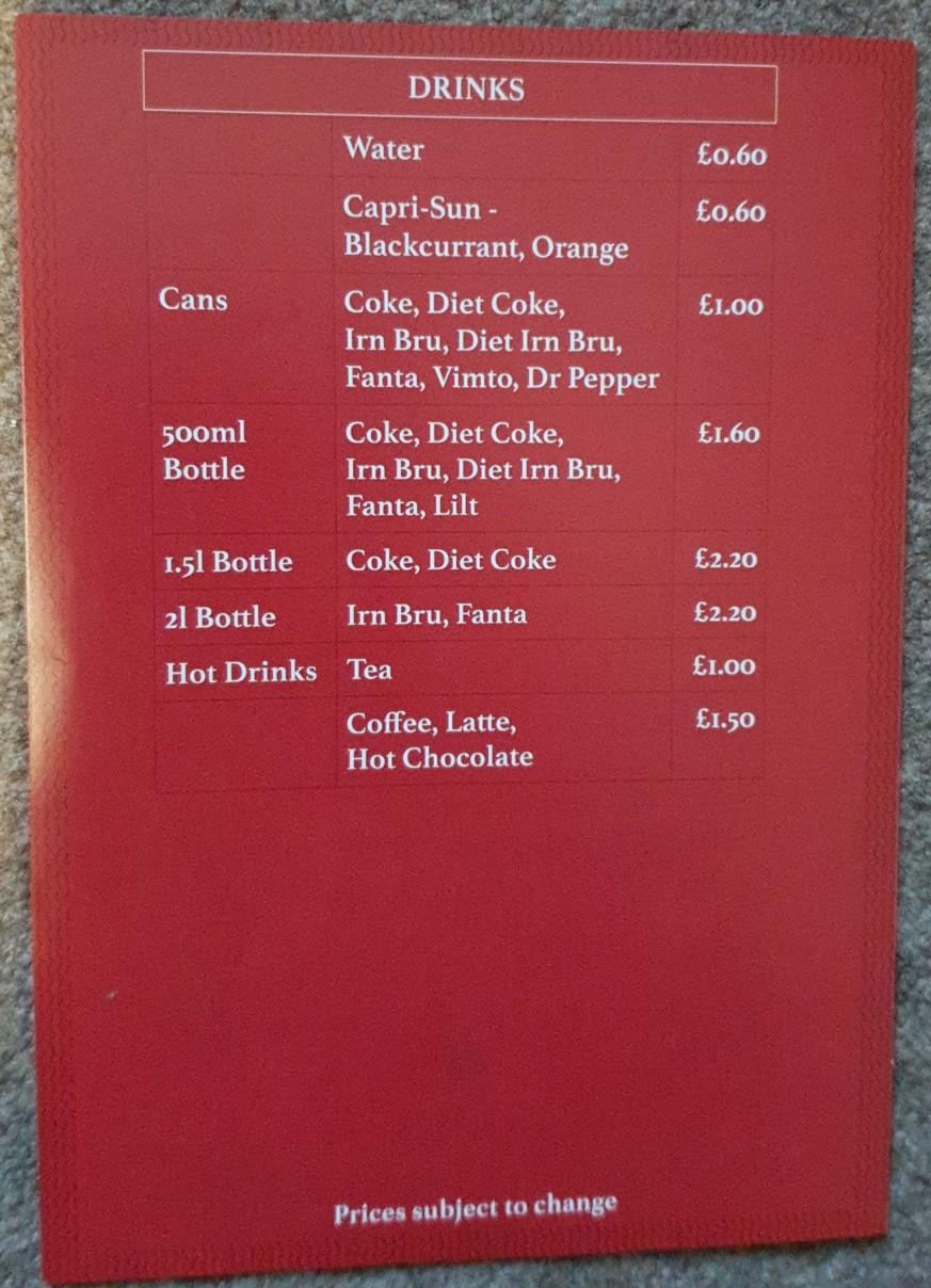 Menu at Kintore Fish Bar, Kintore