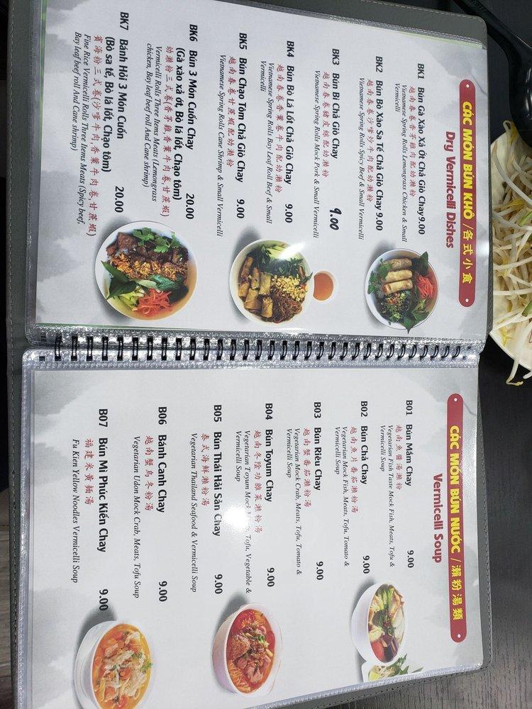 Menu at Pho Chay 88 restaurant, Toronto