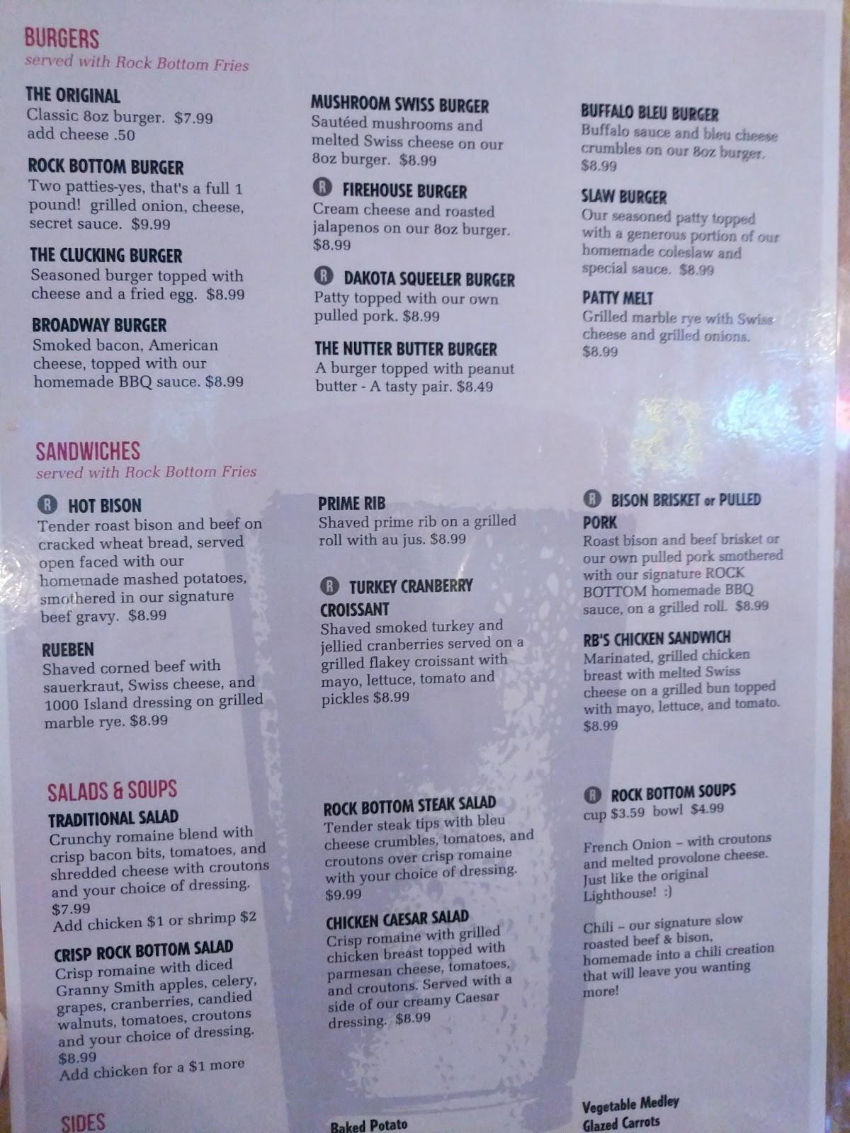 Menu at RB Grillhouse restaurant, Yankton
